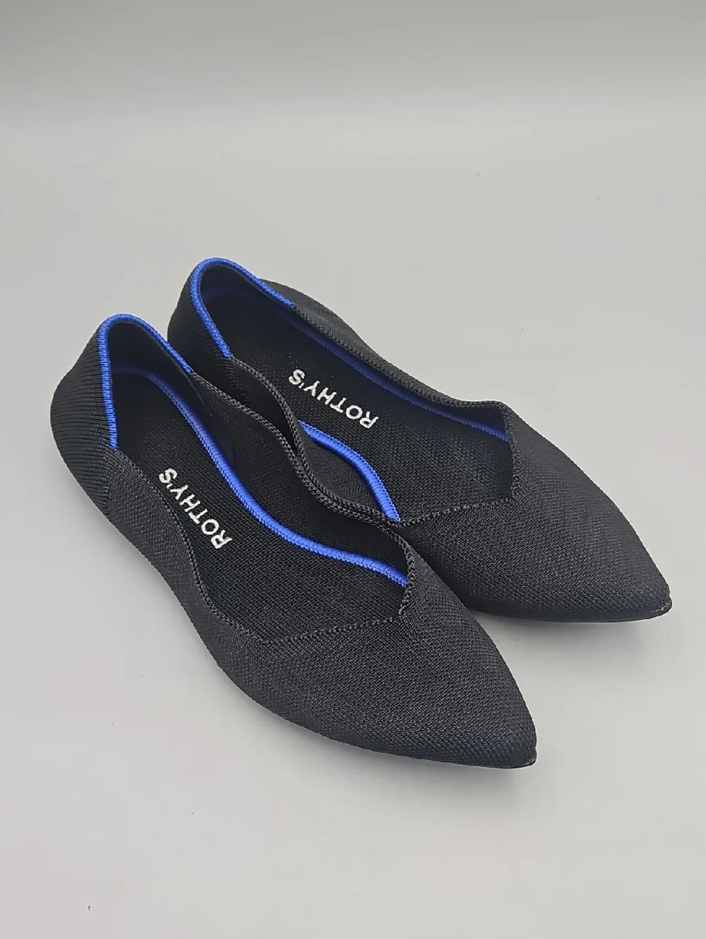 Rothy's | Shoes | Rothys Black Flats With Blue Trim | Poshmark